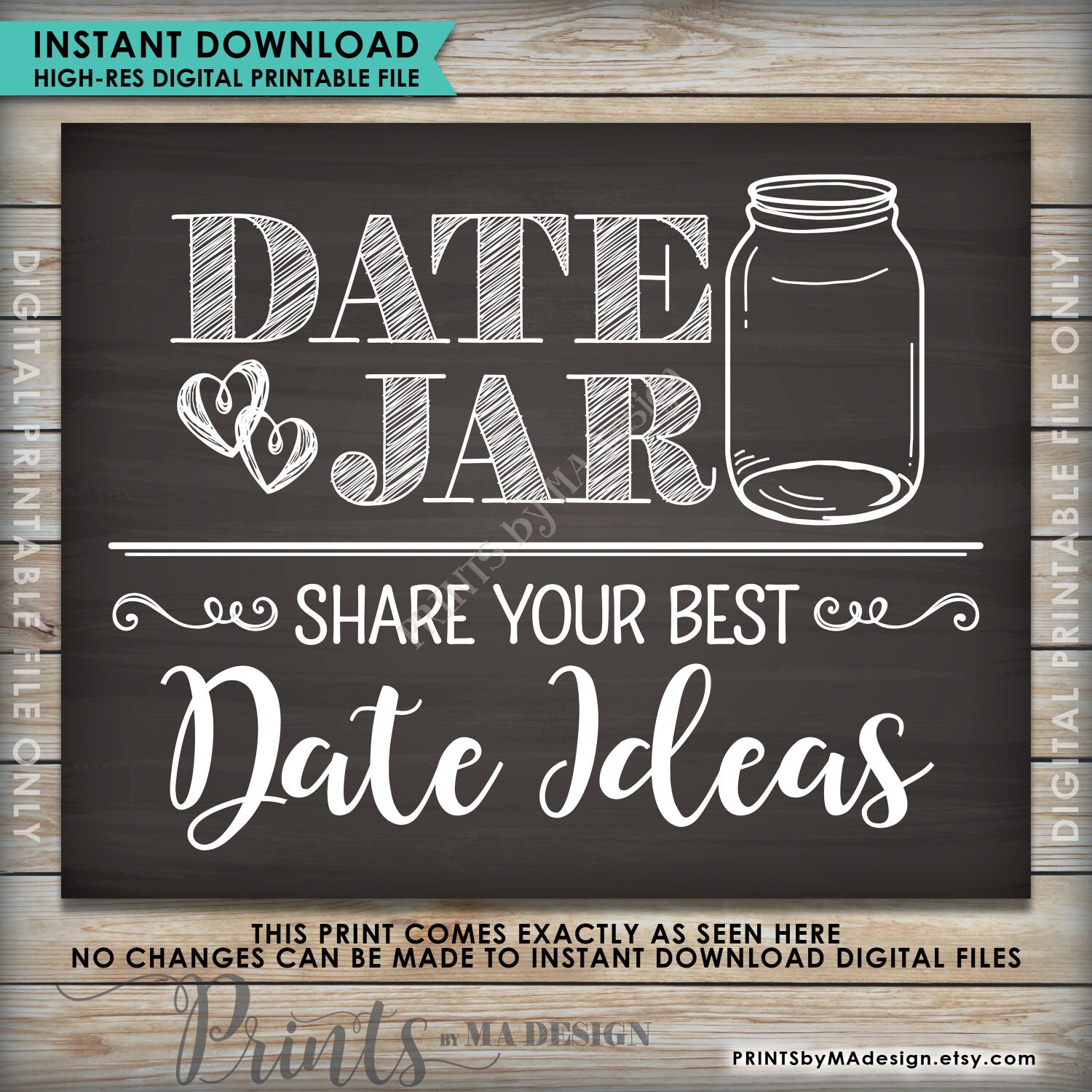 Date Jar Sign, Date Ideas Jar, Share your best Date Ideas Wedding Sign ...
