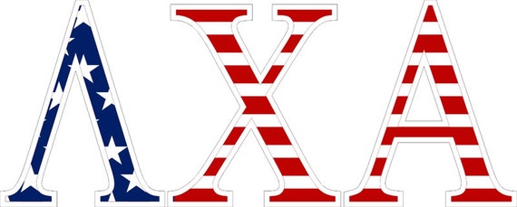 Lambda Chi Alpha American Flag Greek Letter Sticker 2.5