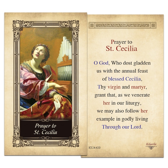 Prayer to St. Cecilia Laminated Holy Card by shopcatholiccompany