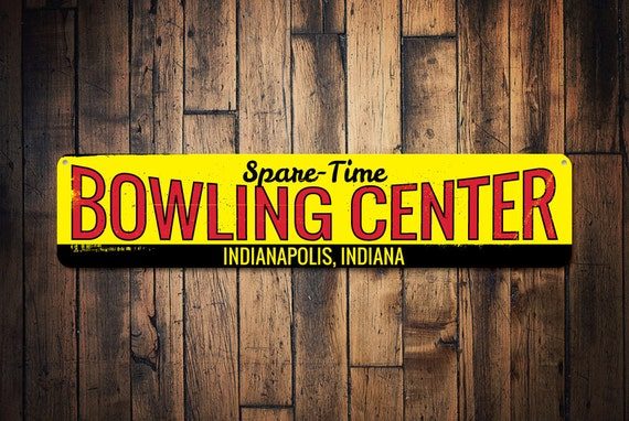 Bowling Center Sign Personalized Spare-Time Bowl Sign Custom