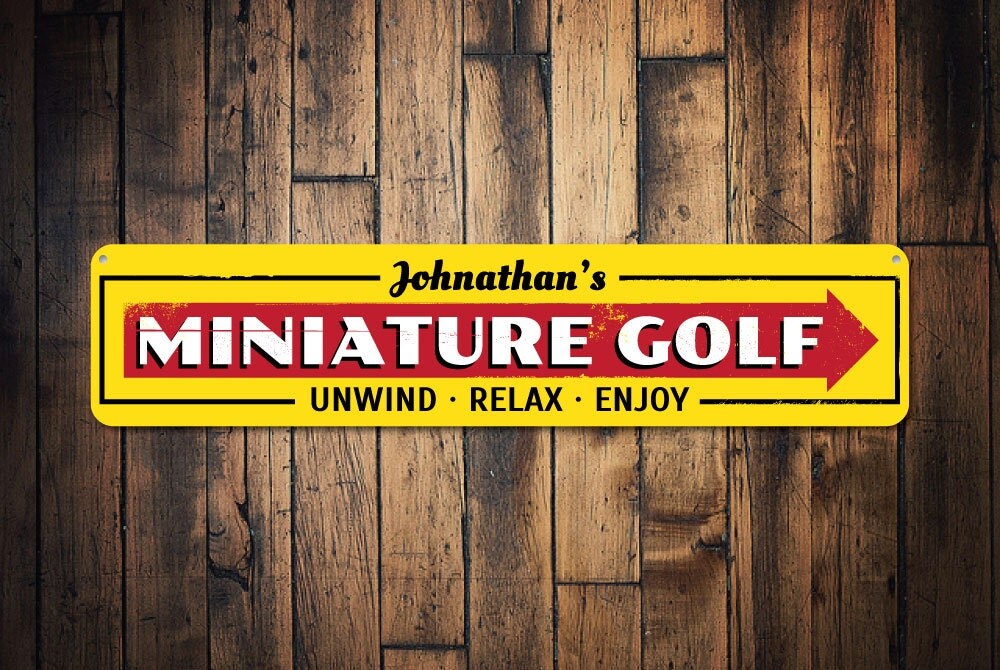 Miniature Golf Sign Personalized Arrow Game Sign Custom Name