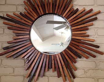Wood sunburst mirror | Etsy