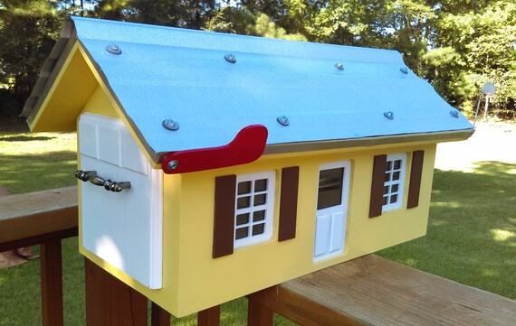 Custom Wood Mailbox Metal Roof. Any Color .Weatherproof and