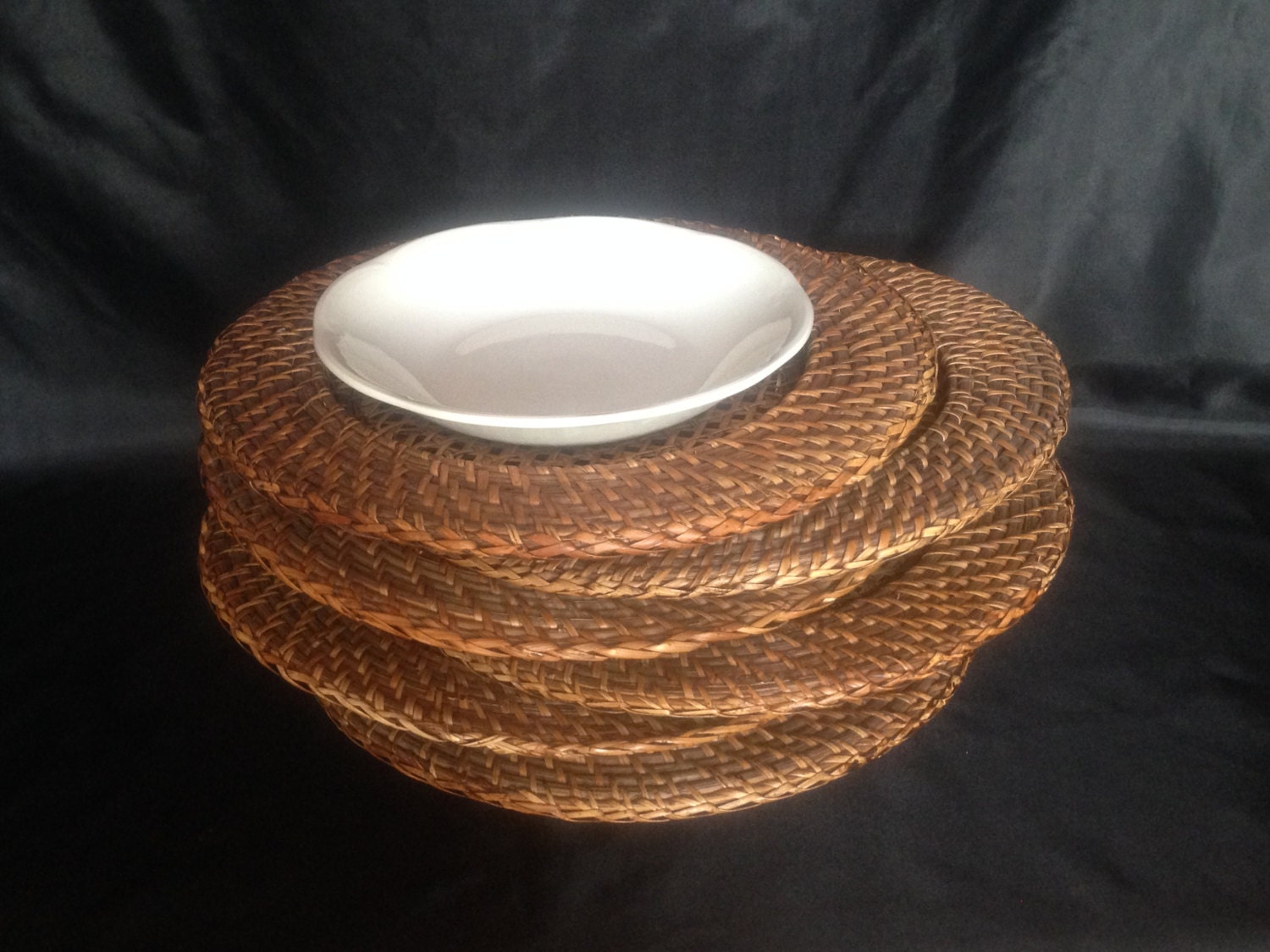 Placemats//Six Vintage British Woven Rattan And Wicker Placemats ...