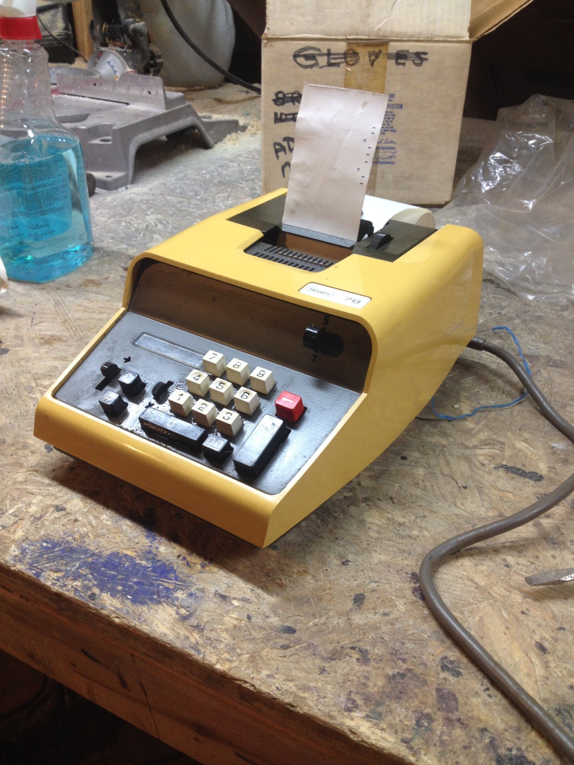 Retro Vintage Yellow Adding Machine Calculator Office Decor