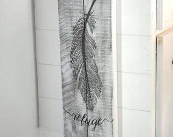Feather wood sign | Etsy