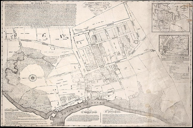 Map of Flushing Queens borough Long Island New York NY