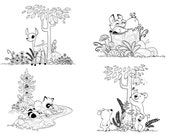 Items similar to Woodland Forest Animals Coloring Pages for Children ...