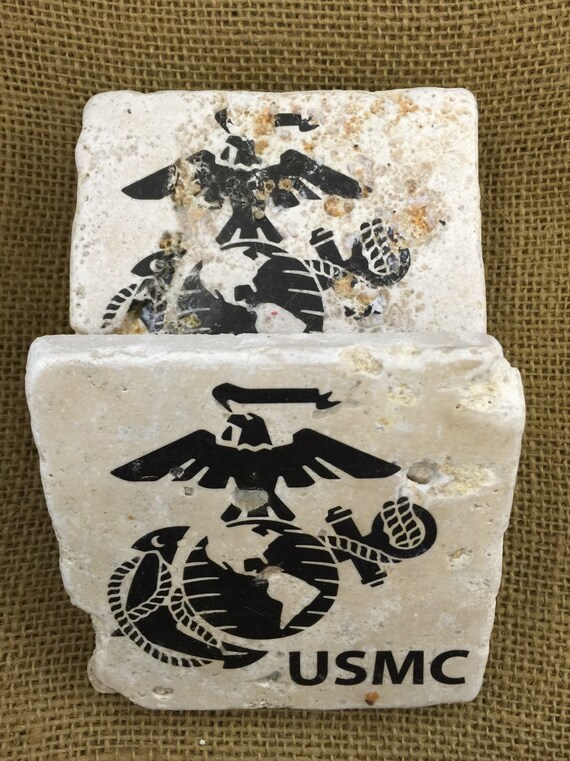 USMC Marine Coasters SET of 4 Holiday Coasters Home