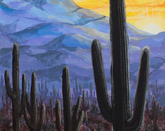 Saguaro painting | Etsy