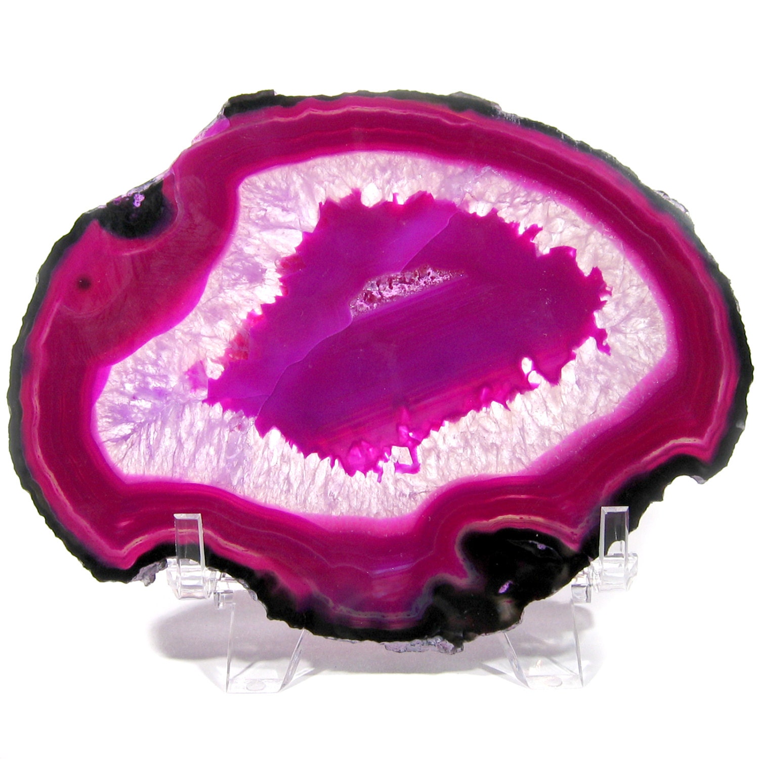 Large Pink Agate Slice Geode Polished Crystal Quartz with