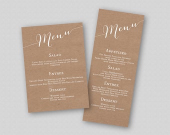 Unique kraft paper menu related items | Etsy