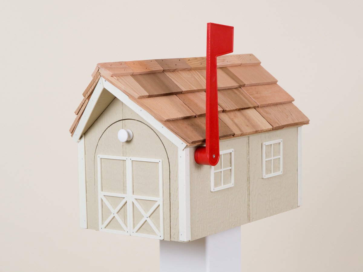 Amish Barn Style Mailbox White Trim Series