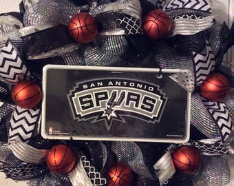 San Antonio Spurs Wreath Spurs Deco Mesh by WreathsbyKimby on Etsy