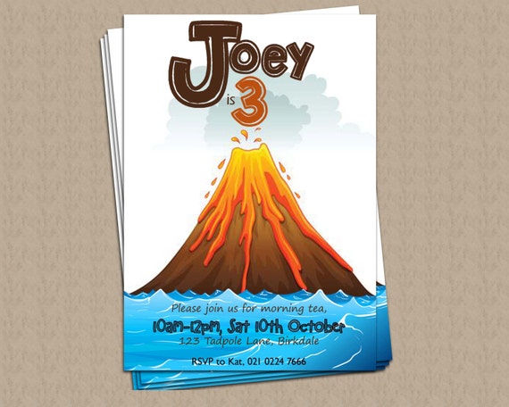 Volcano Personalised Party Invite DIGITAL