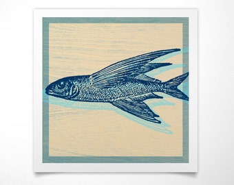 Unique flying fish print related items | Etsy