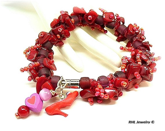 Red Hat Society Jewelry Cha Cha Bracelet Beaded By Redhatlady