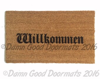 Swedish doormat Välkommen Welcome mat with Swedish Flag