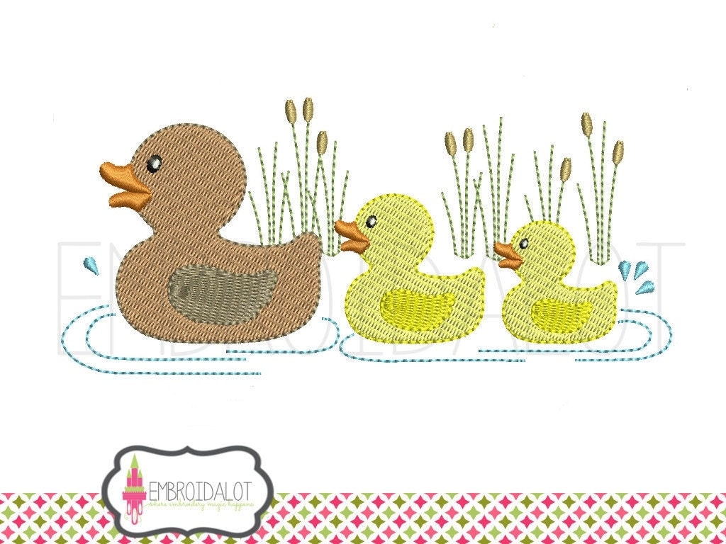 Duck machine embroidery design. Duck embroidery mom and