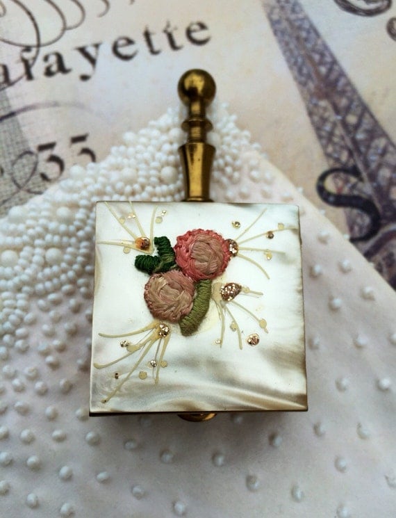 Vintage Portable Travel Ashtray Mother of Pearl Ladies Hand
