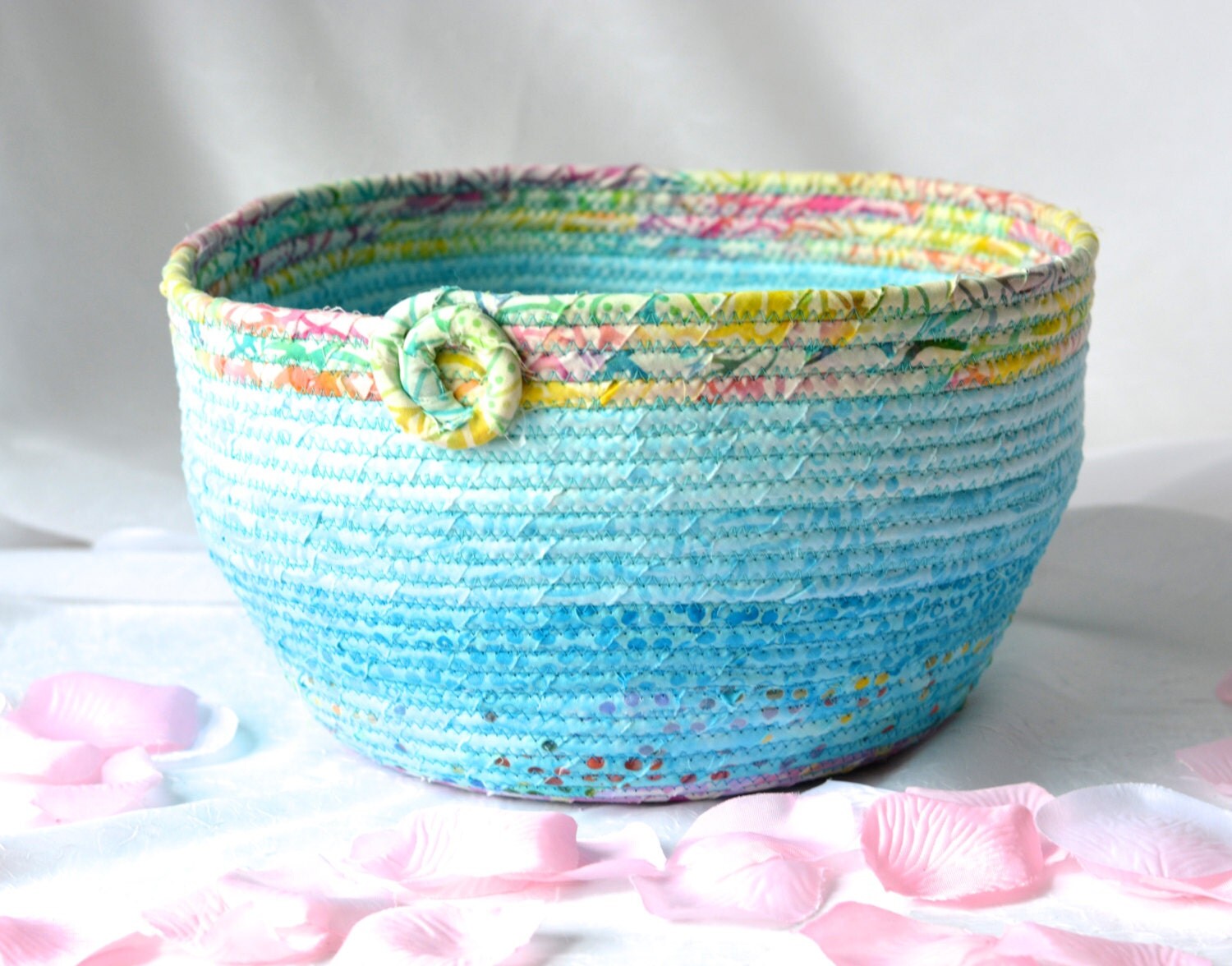 Turquoise Gift Basket, Handmade Caribbean Blue Batik Bowl, Aqua Napkin ...
