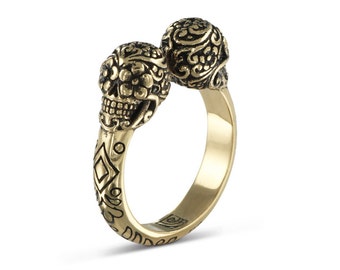 Statement Ring Skull Ring Bronze Human Skull Ring