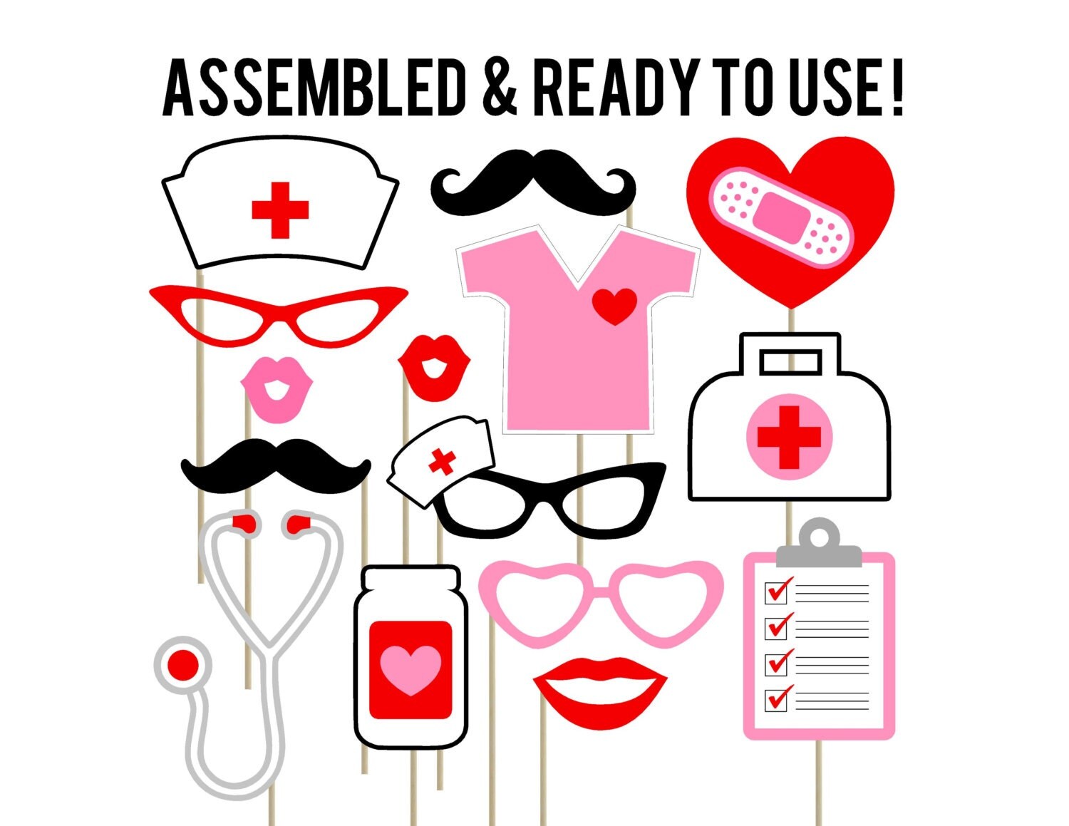 Nurse Photo Booth Props . Doctor Photo Booth Props . Photo