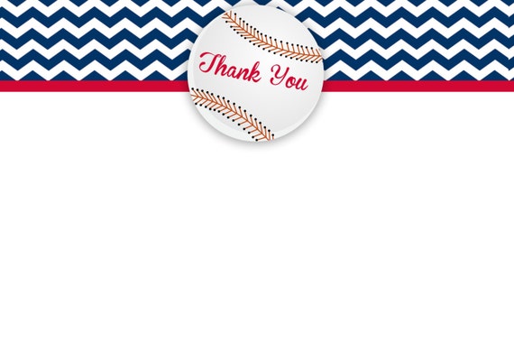 BASEBALL THANK YOU Baseball Printable Thank You Notes Instant