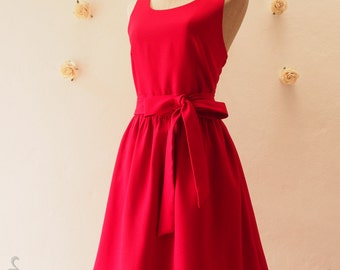 Blood Red Bridesmaid Dress Red Party Dress Vintage by Amordress