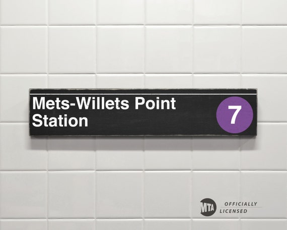 Mets-Willets Point Station New York City Subway Sign Wood