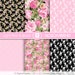 Light Pink Floral Digital Paper Pink and Black Digital Paper