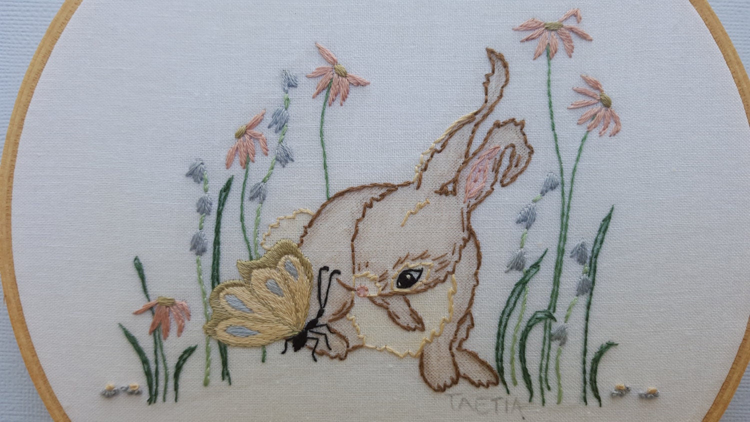 Hand embroidery design. Bunny rabbit. children art. hoop art