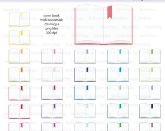 Reading Open Book Digital Clipart Instant download by StickerStop