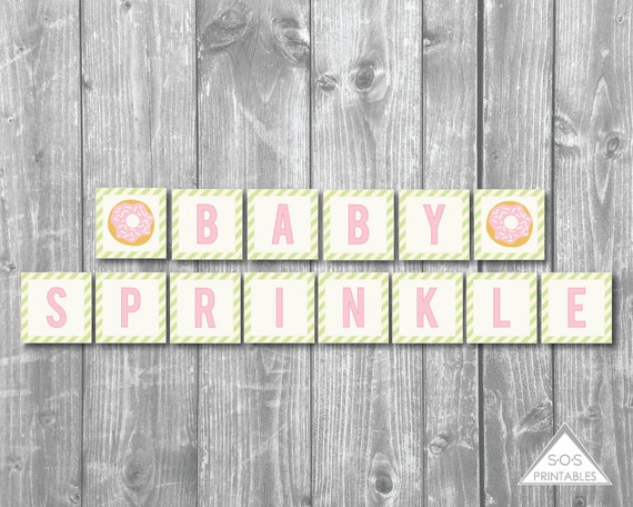 Pink Donut Baby Sprinkle Banner Sprinkle Baby by SOSPrintables