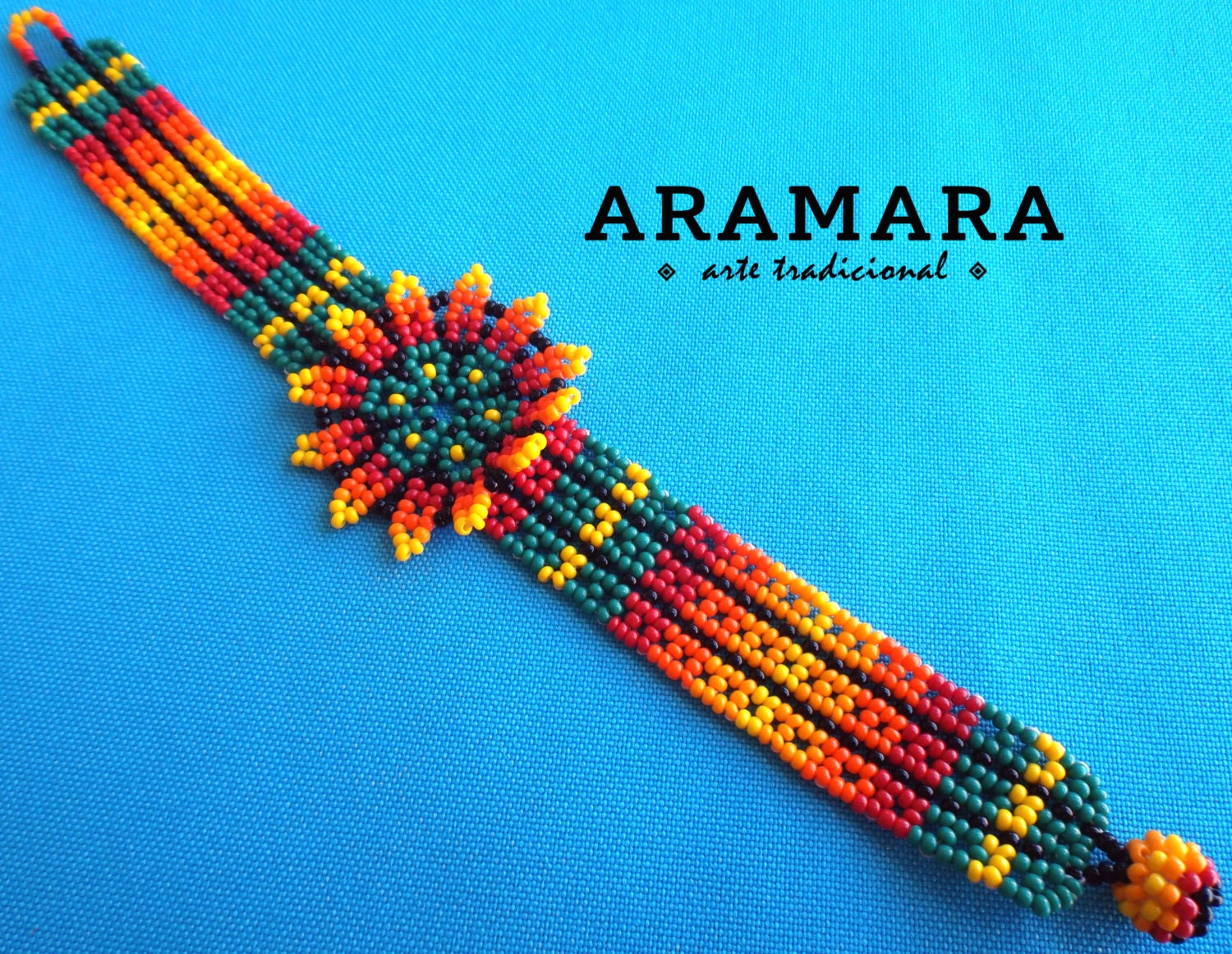 Mexican Huichol Beaded Flower Necklace Bracelet And By Aramara