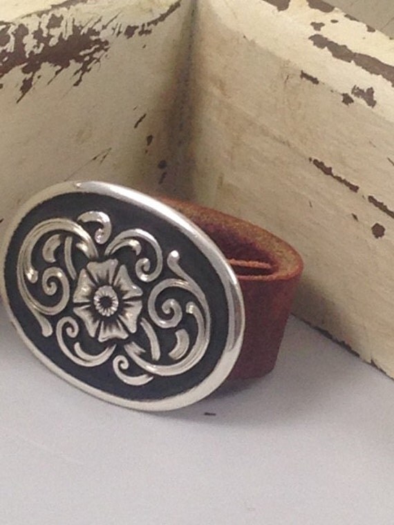 Wild Rag Slide Silver Flower Scarf Slide