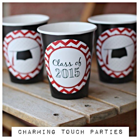 Graduation Party Cups. Class of 2017 grad cap. Set of 20