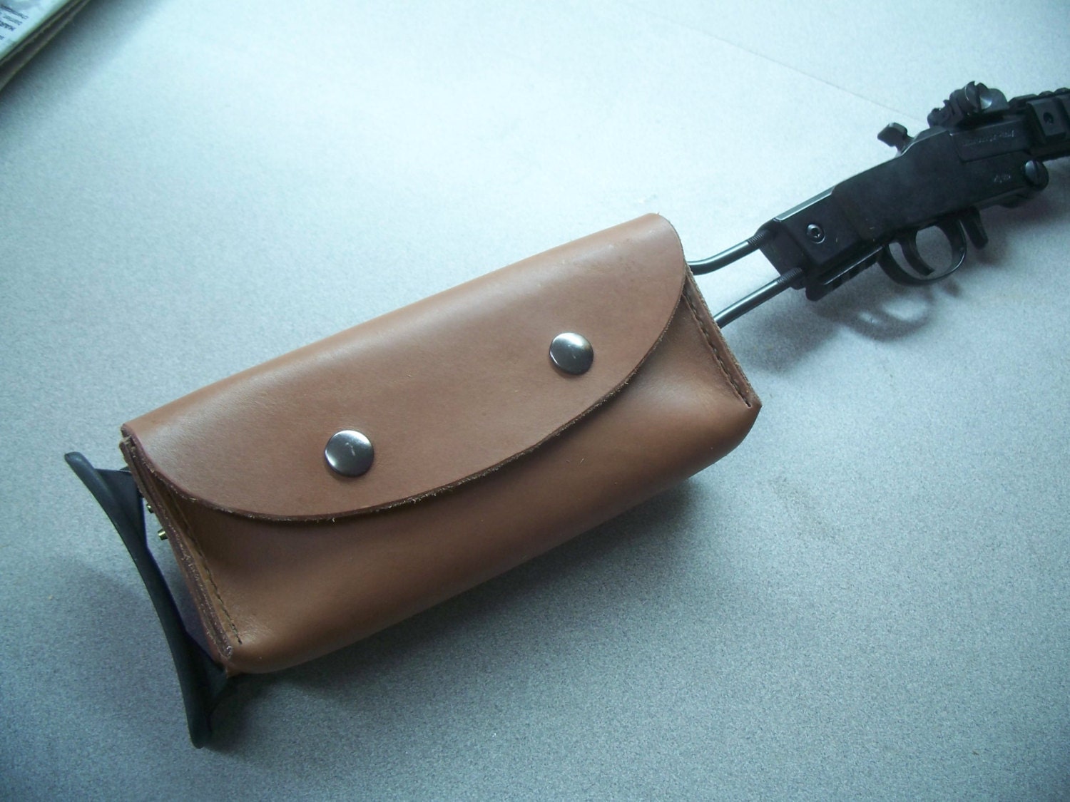 Leather stock pouch for Chiappa little Badger survival rifle