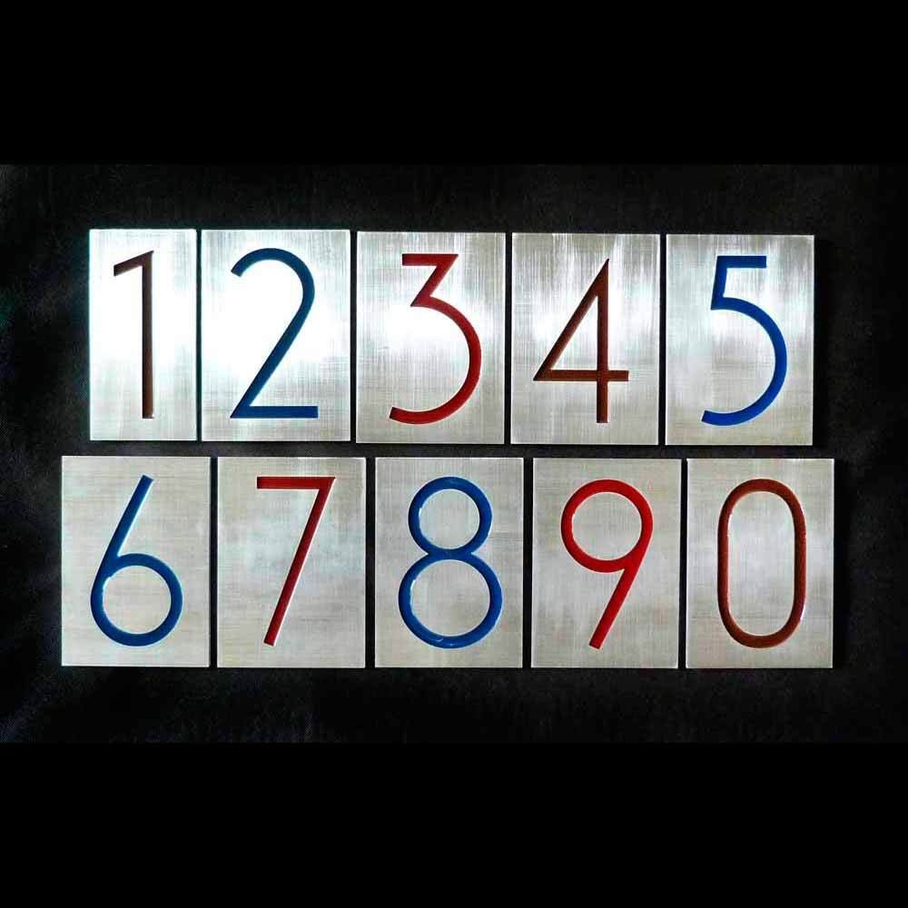 Modern House Numbers Styx Font in Patina Finish