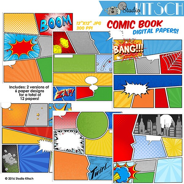Comic Book Digital Papers Scrapbooking Digital Scrapbooking