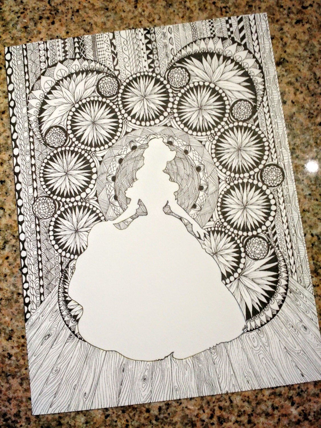 Zentangle Silhouette Disney Belle
