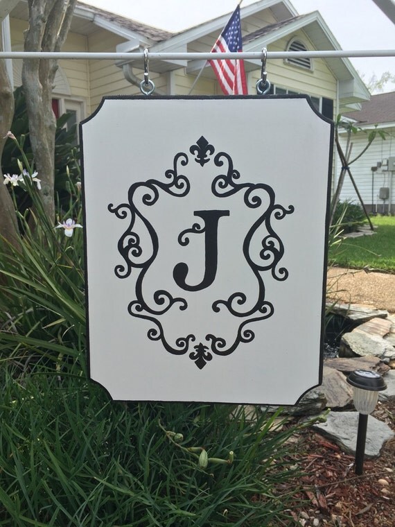 Monogram flag Monogram garden sign personalized intial sign
