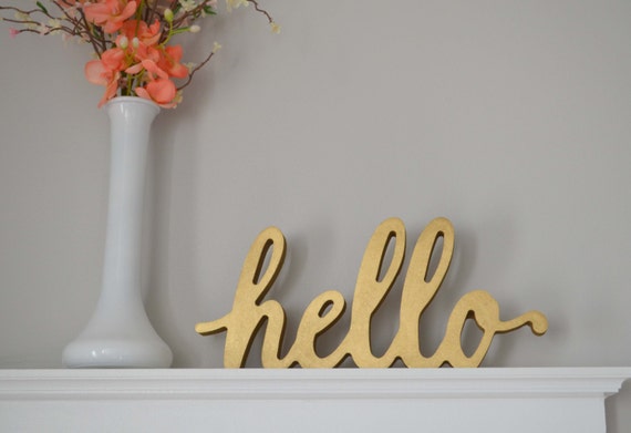 Gold Hello Cursive Letters...Handmade Gold Letters