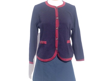 Items similar to Striped Boyfriend Cardigan - Navy on Etsy