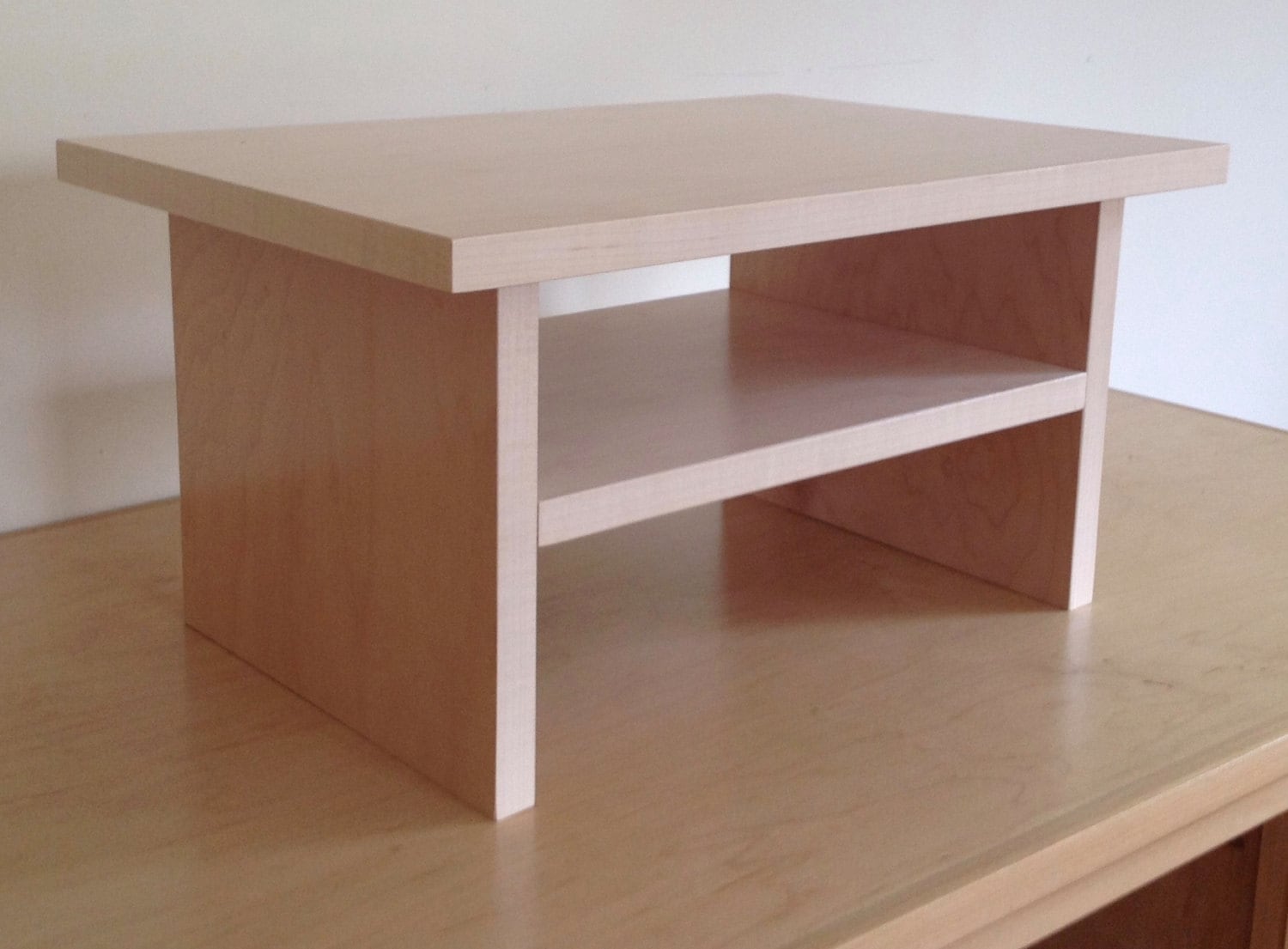 Standing desk laptop/monitor platform with a shelf 10