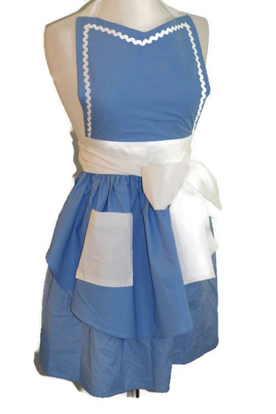 Pin Up Apron Cute Retro 50s Pinup Blue and White by CherryTiki