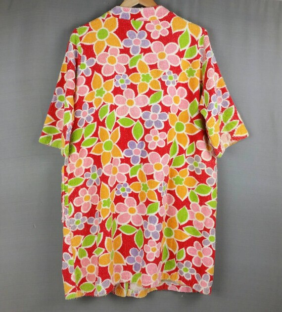 60s Floral Terry Cloth Robe 60s Beach Cover Up Terry Cloth