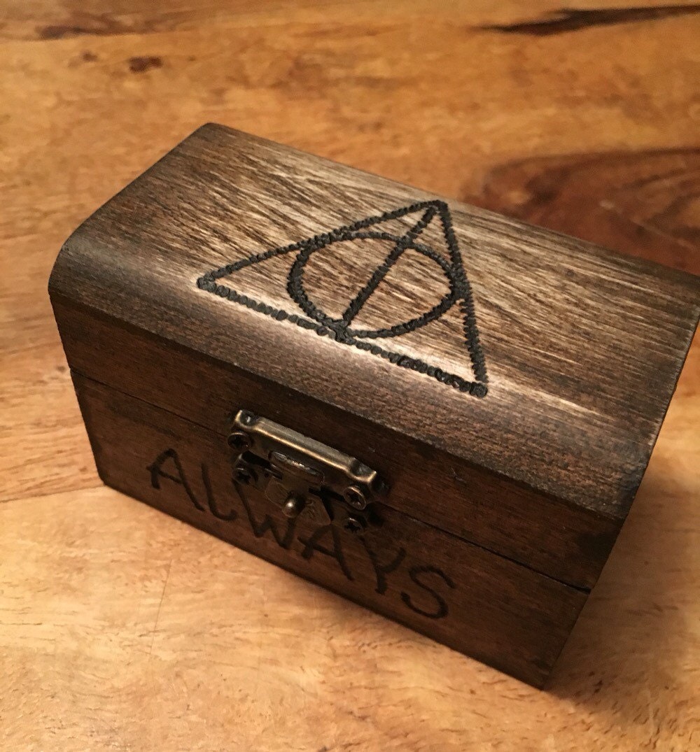 Harry Potter Deathly Hallows inspired wooden chest small