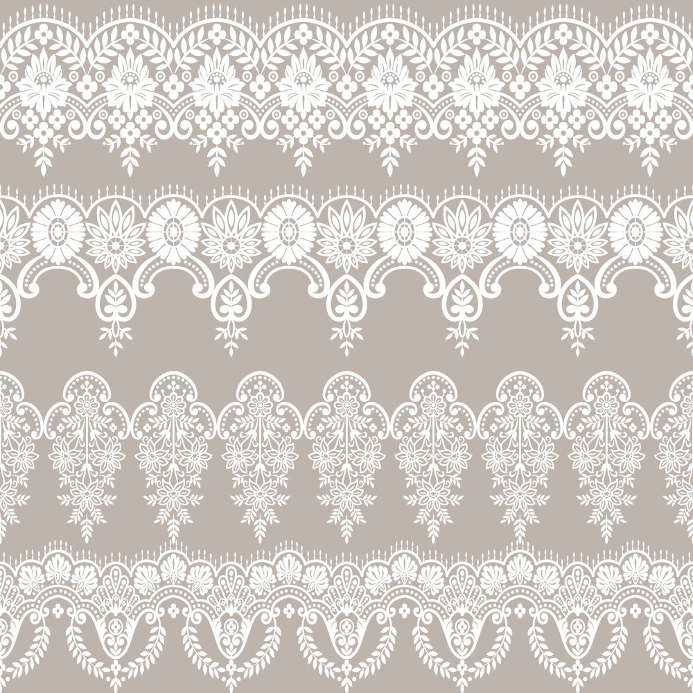 Vintage Lace Border Clipart Set In White by TheDutchLadyDesigns