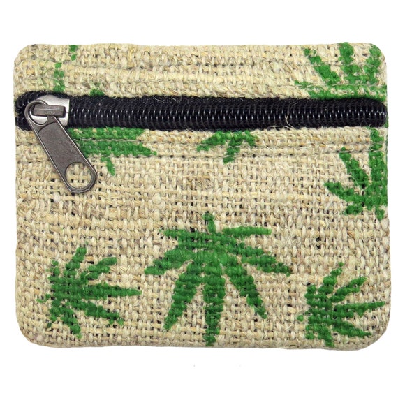 100% Hemp Pouch with Marijuana Leaf Ganja by HimalayaHardware